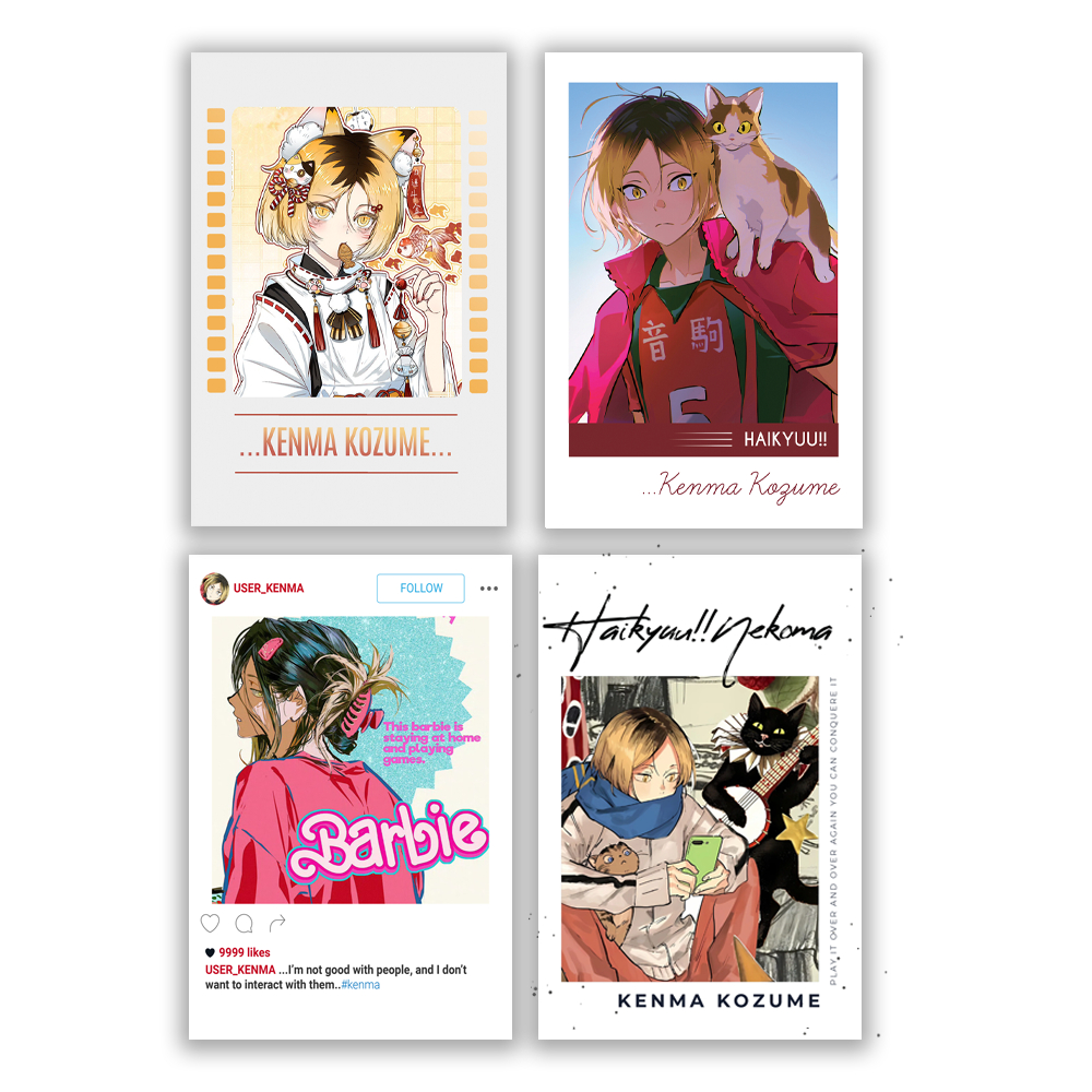 Pack 4 pola card Kozume Kenma character anime Sakura comics | Shopee ...