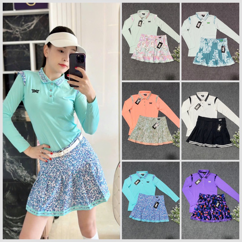 Women's sports set suitable for playing golf and tennis, long-sleeved ...