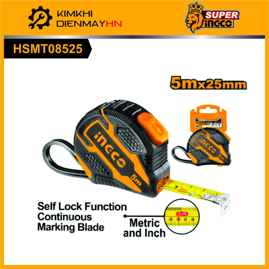 Ingco HSMT08525 5m yellow base steel ruler | Shopee Malaysia