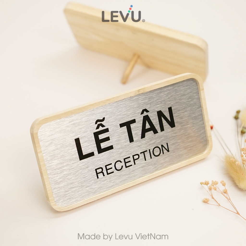 Wooden reception desk sign, reception desk nameplate with reception ...