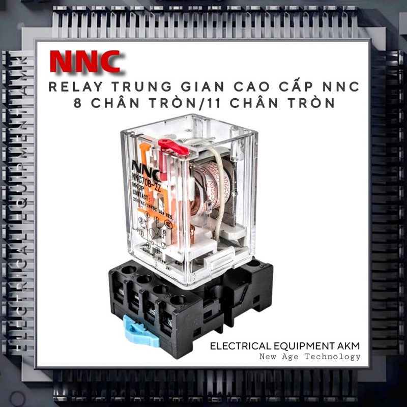 Nnc 8-Pin Round/11-Pin Round Intermediate Relay with Base (24VDC/220VAC ...