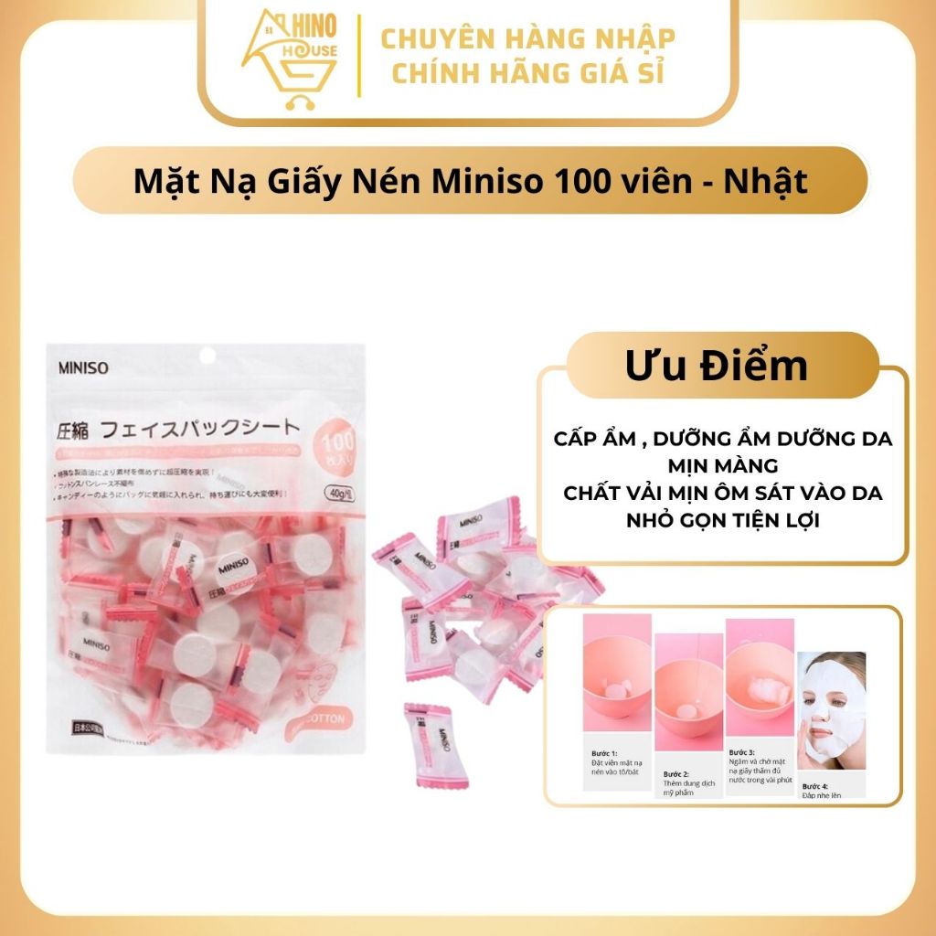 Miniso Compressed Paper Mask Bag Of 100 Soft Japanese Tablets ...