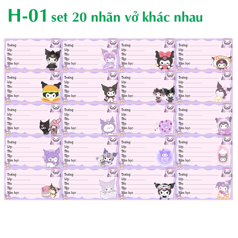 Kuromi notebook labels (set of 20 different notebook labels. with pre ...