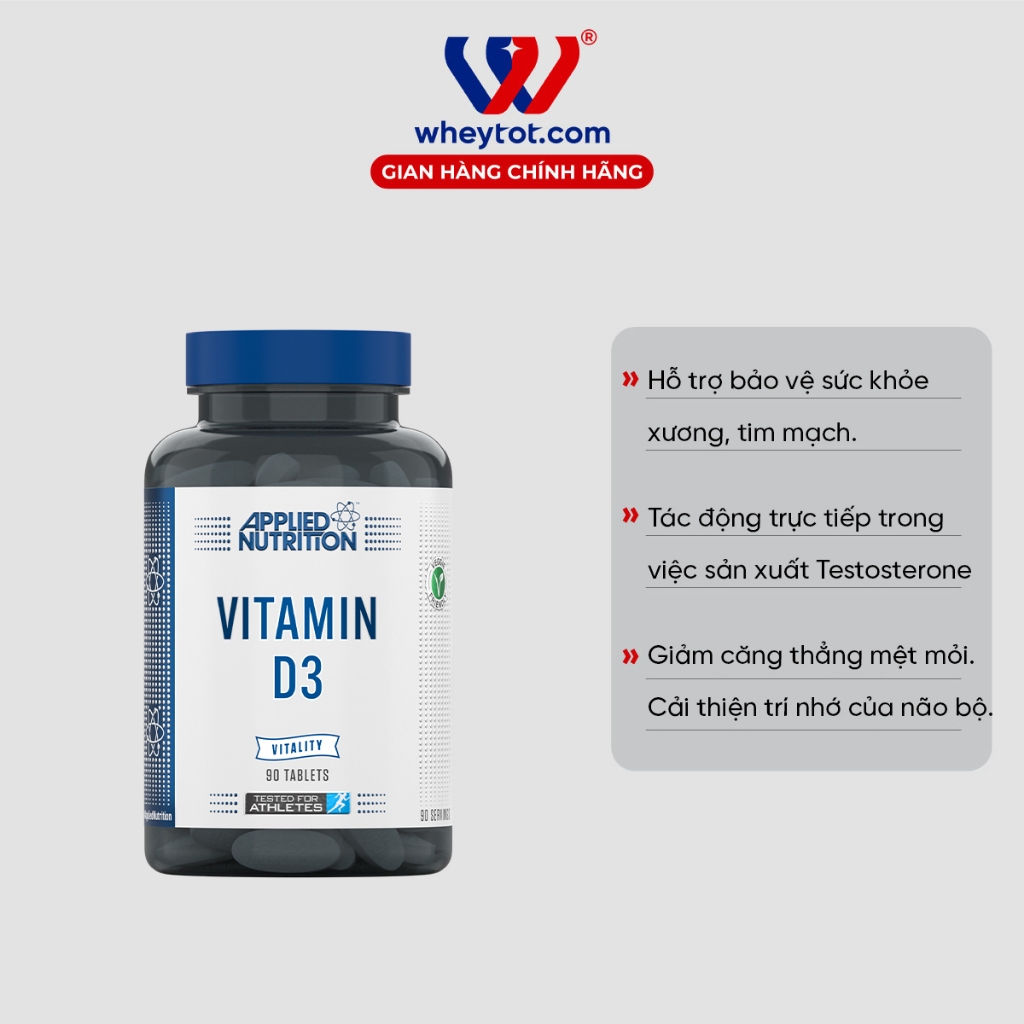 Applied Nutrition Vitamin D3 3000IU bone and joint support oral tablet ...