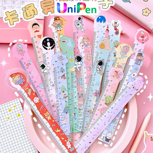 Student ruler 15cm with many cartoon patterns, cute Unipen patterns ...