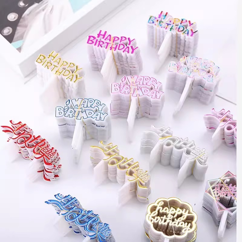Birthday Cake Accessories 1 Set of 100 Mini Happy Birthday Letter Cards ...