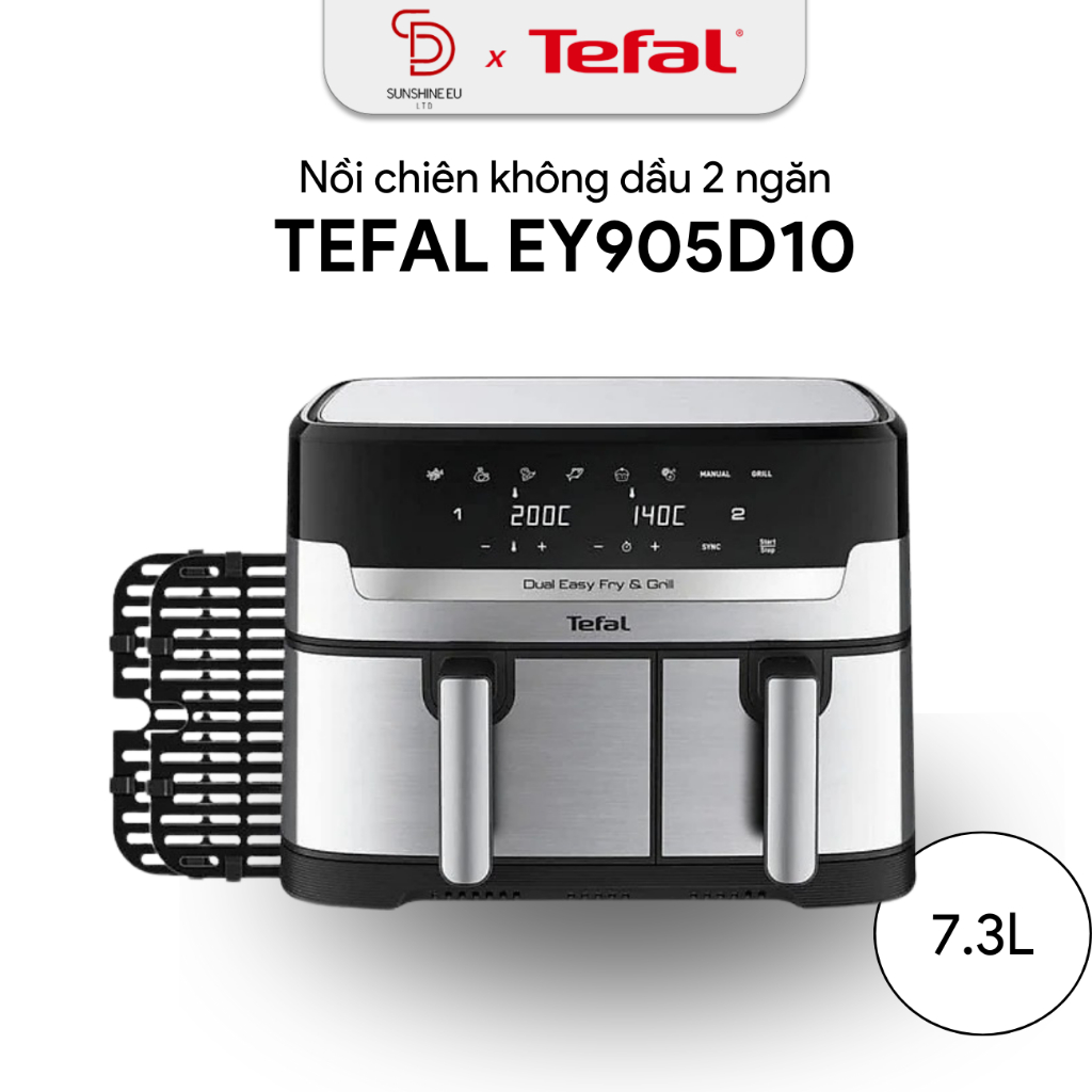 Tefal 2-compartment Dual Easy Fry & Grill EY905D10 multi-purpose fryer ...