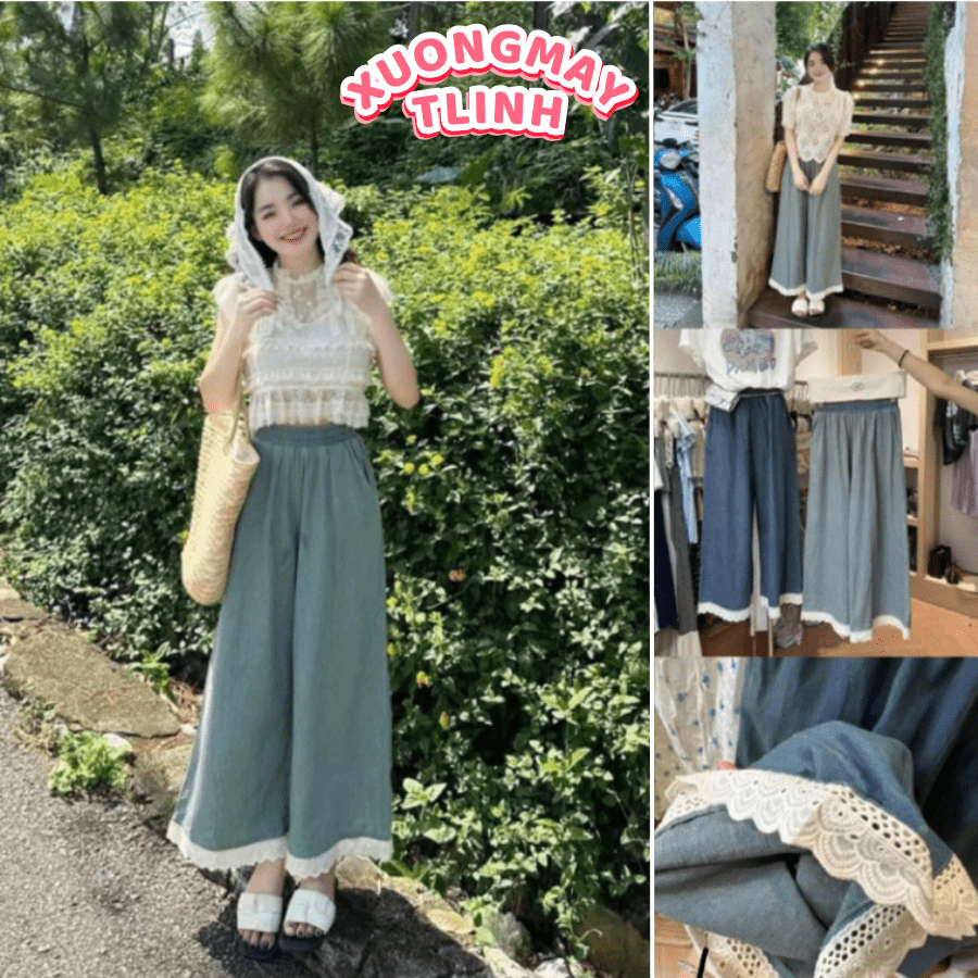 Beautiful Soft Lace Wide Leg Denim Jeans - Straight Wide Leg Paper ...