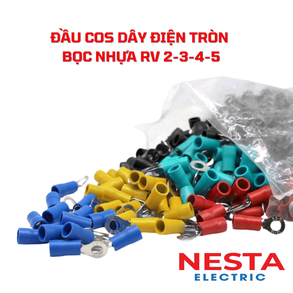 [100 Pieces] Rv 2-3-4-5 Plastic Coated Round Electrical Wire Cos Heads ...