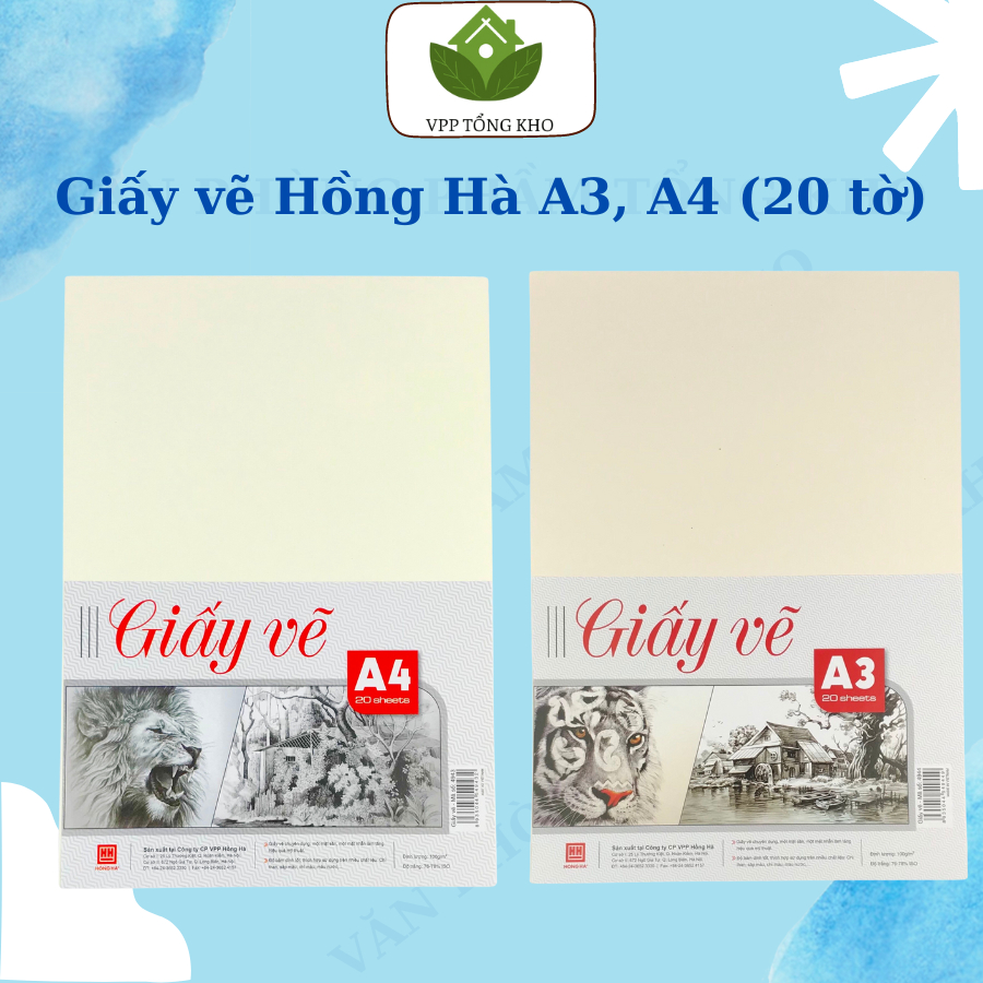 Hong Ha drawing paper 4943 /4944, set of 20 sheets, A4, A3 drawing ...