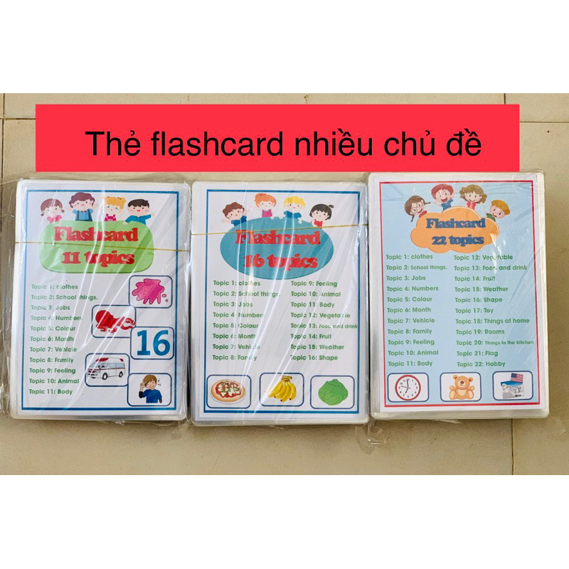 English Flashcard with many topics (11, 16, 22) 2-Sided Printing With ...