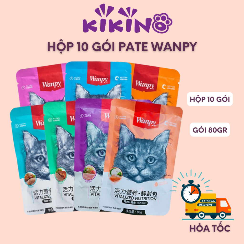 [Box Of 10 packs] Wanpy Cat Pate 80g Pack Includes 7 Flavors Full of ...