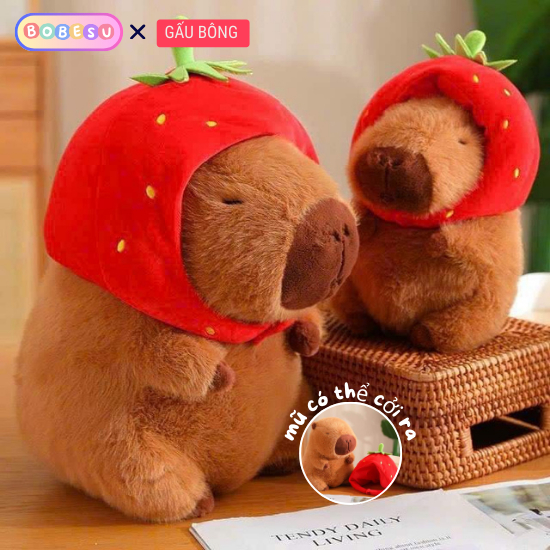 Capybara Cute Strawberry Capybara Strawberry Teddy Bear Capybara ...