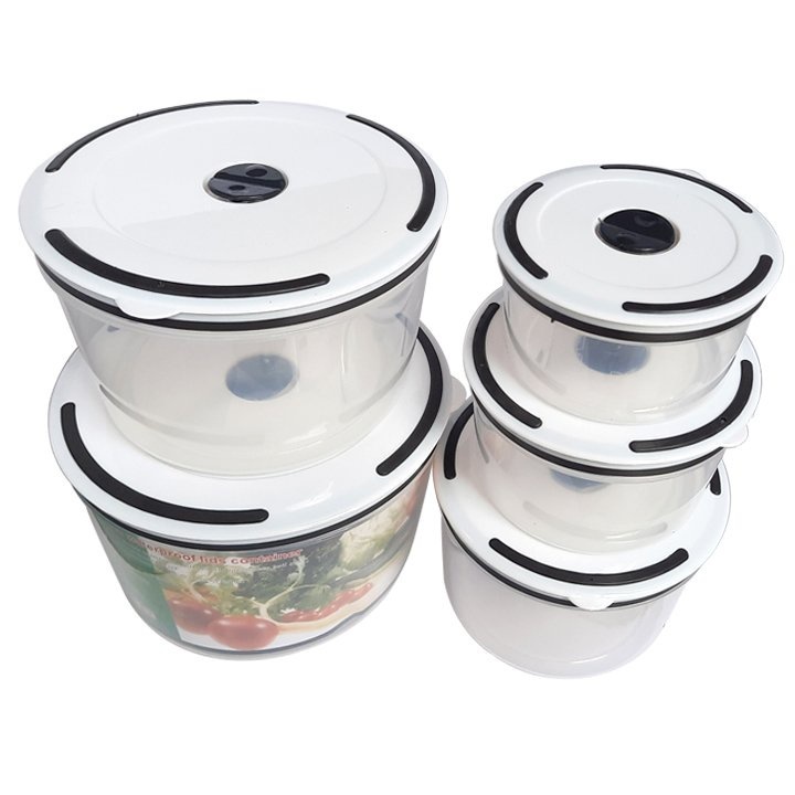 [ComBo] 5 OEM Plastic Round Boxes, Refrigerator Food Storage, Suction ...