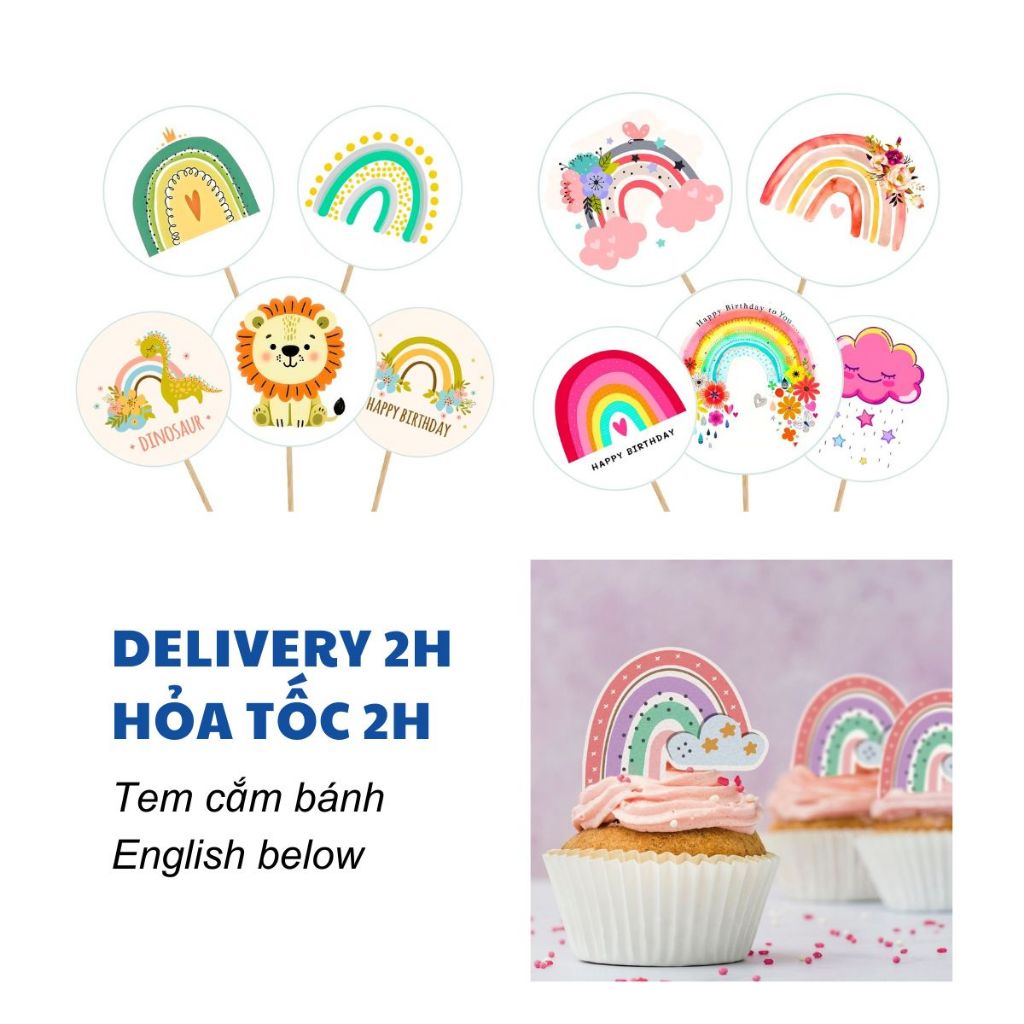 Rainbow Cupcake Topper For Birthday Party Multiple Options - Rainbow ...
