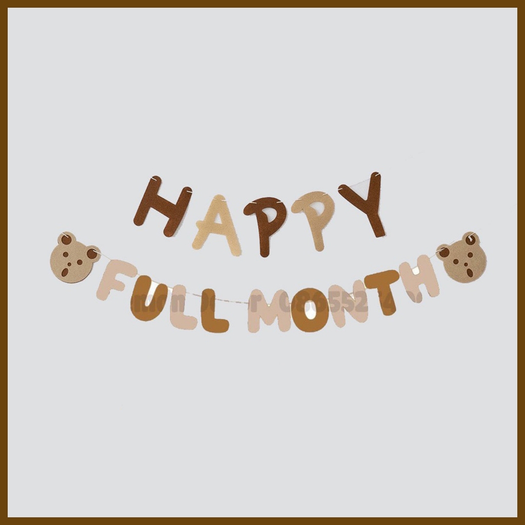 Happy Full Month Brown Flag Strings Decorate Your Baby Cradle | Shopee ...