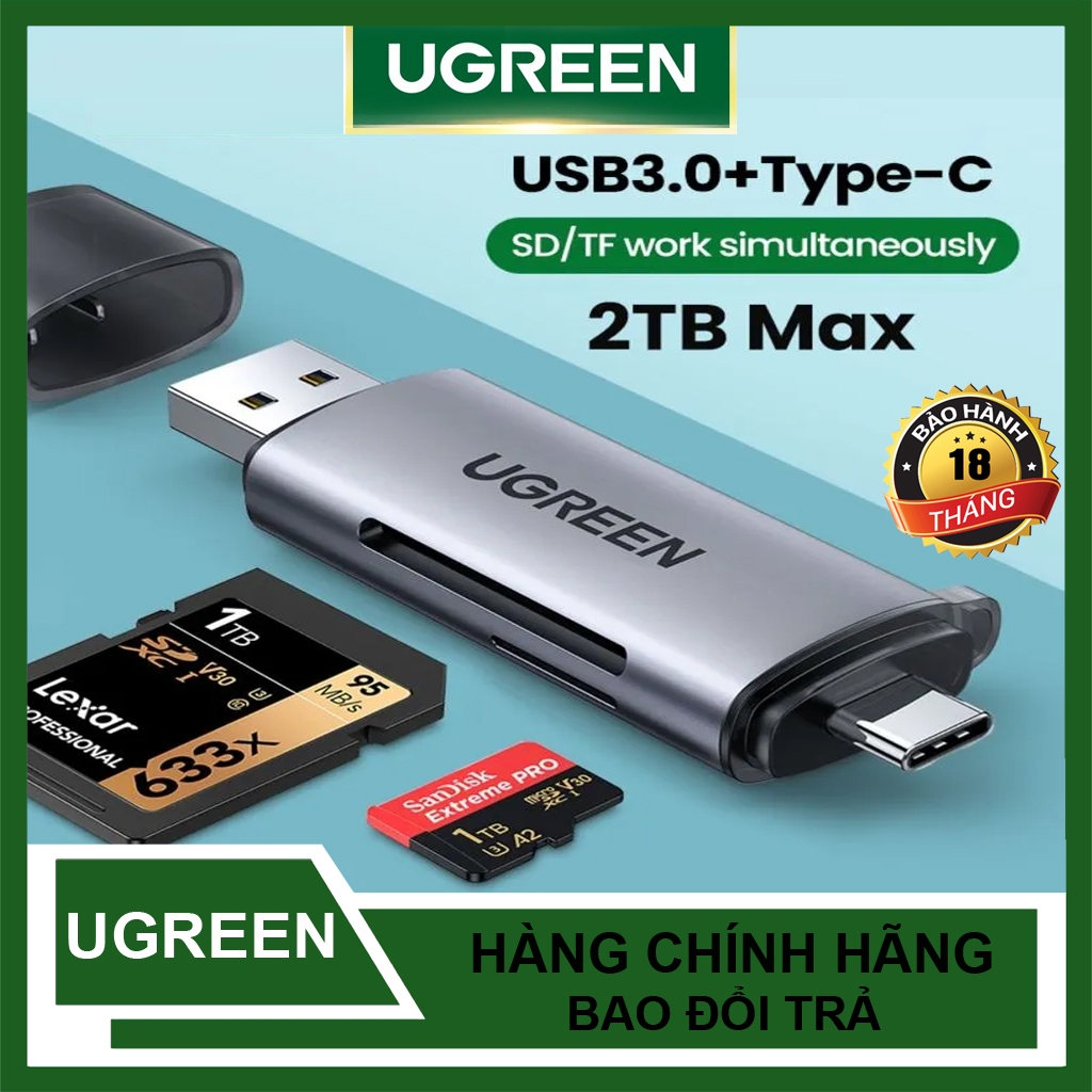 Genuine Ugreen 50706 USB Type C and USB 3.0 SD/TF memory card reader | Shopee Malaysia