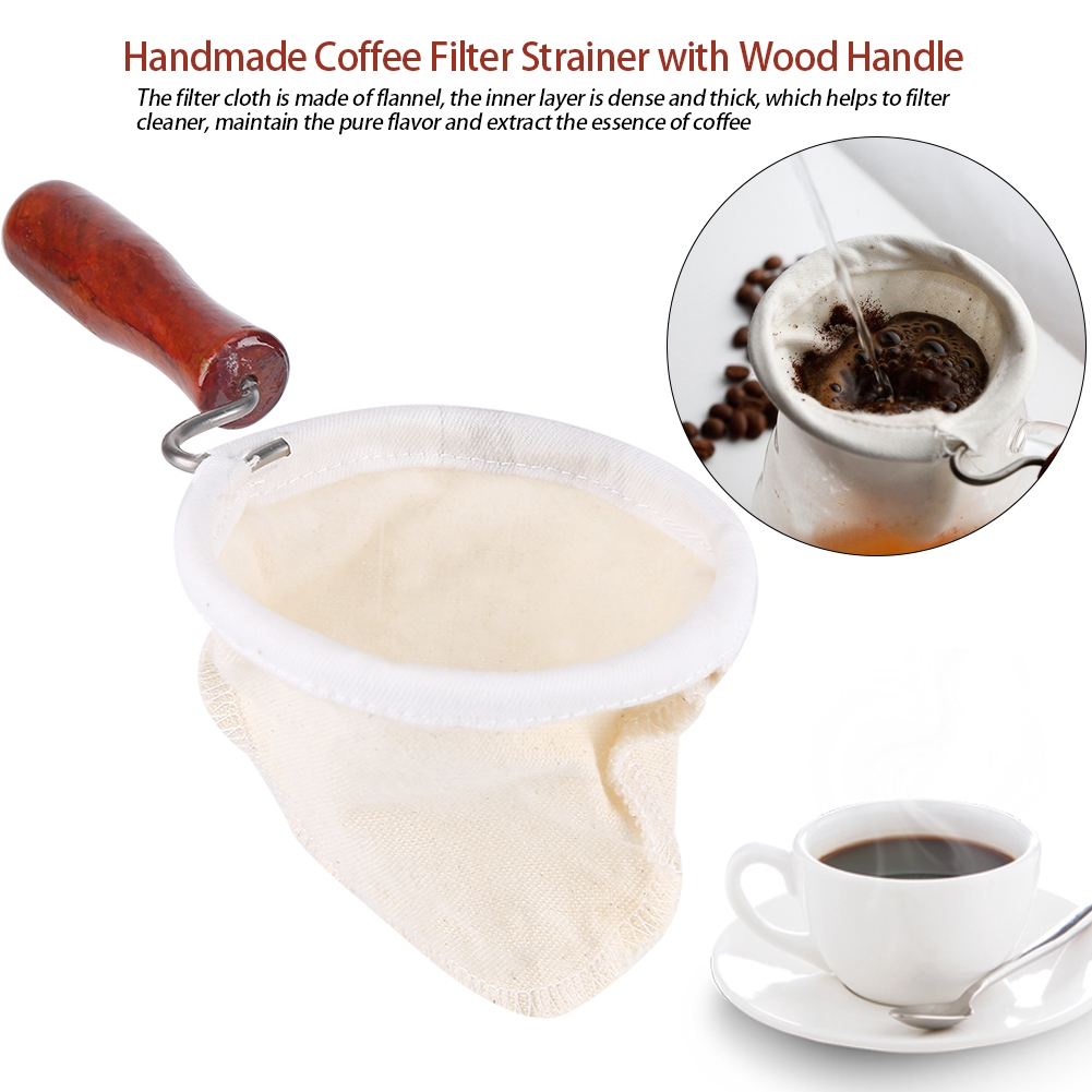 Wooden Handle Coffee Filter Racket, Cotton Cloth Good Filtration ...