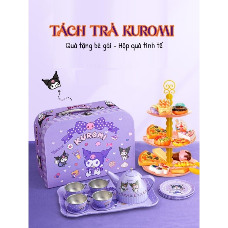 Kuromi Tea Cup Set With Cake Tower, Afternoon Tea Set For Kids | Shopee ...