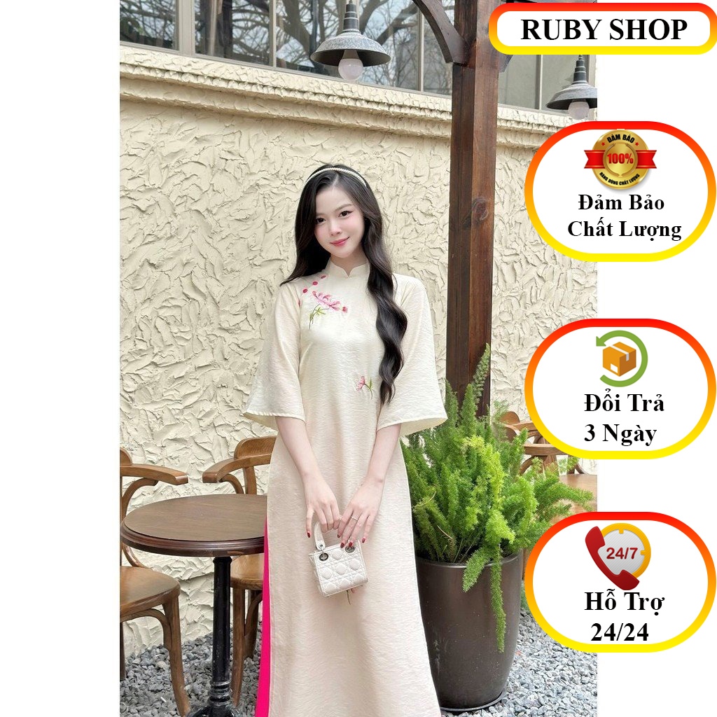 [ New ] Women's Modern Ao Dai with Down Shape Made of Soft Silk with ...