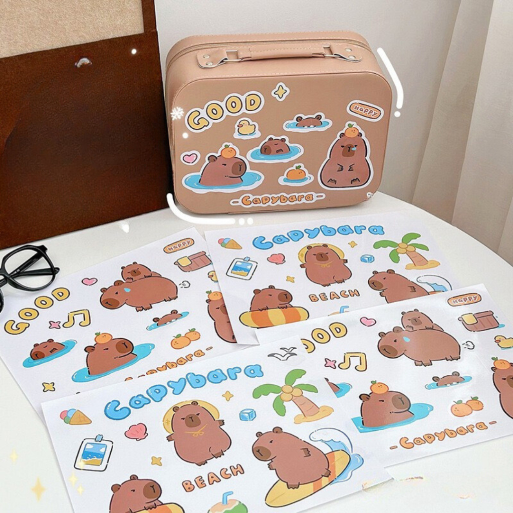 (2 Colors) Sticker Pet Large Size Capybara Each Cute Picture Waterproof ...