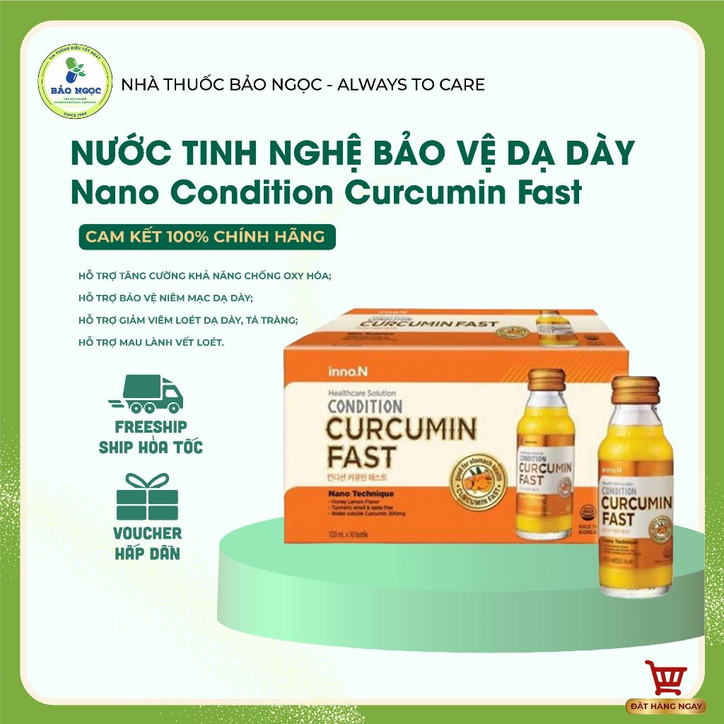 [FIRE] Nano CONDITION CURCUMIN FAST Turmeric Water to Protect Stomach Function Box of 10 bottles ...