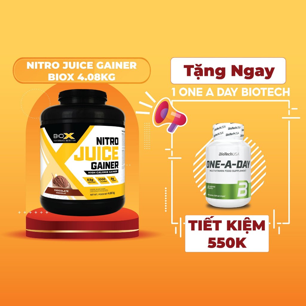 Nitro Juice Gainer BioX Weight Gain Milk Box 4.08 Kg Free One A Day ...