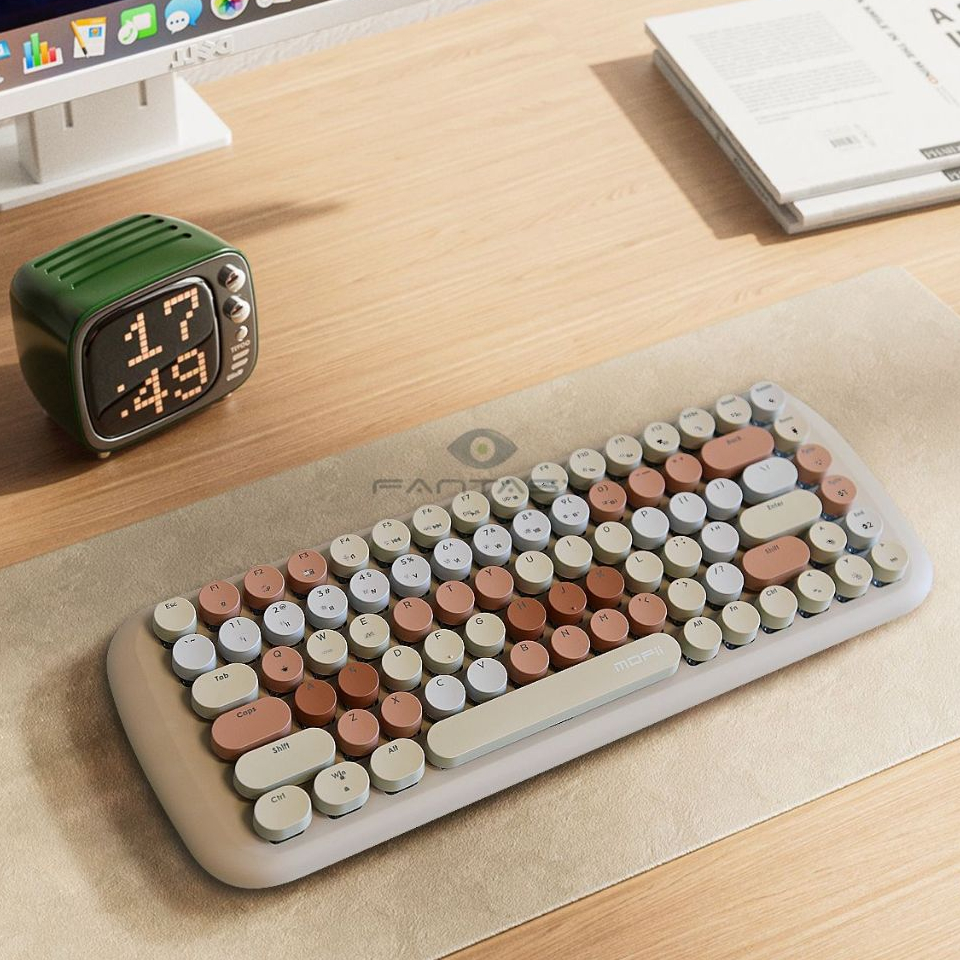 Milk Tea Wireless Rice Keyboard Mofi Romani 3 Modes - With 16 Led ...