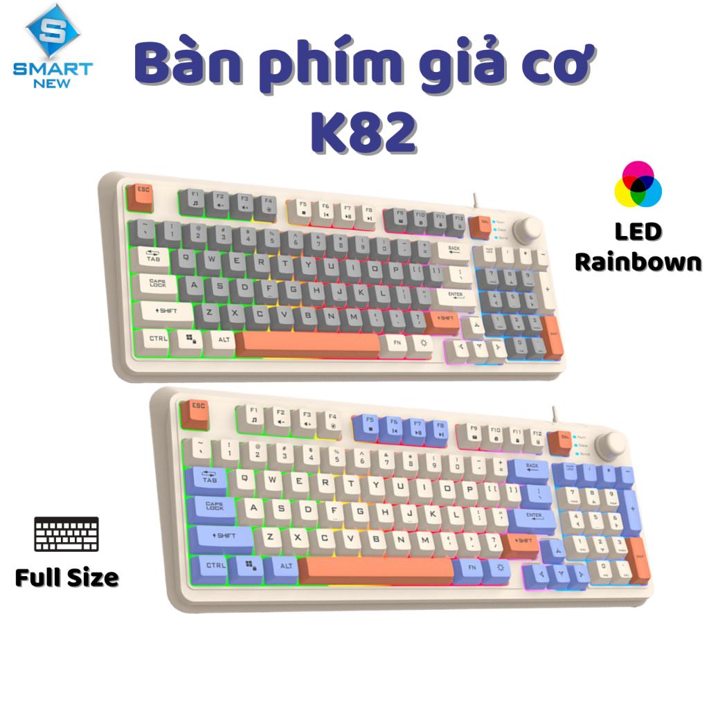Xunfox K82 Gaming Mechanical Keyboard With Rotary Knob - Rainbow Led ...