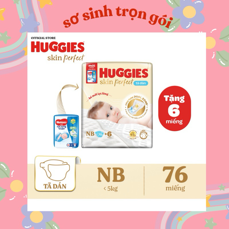 Huggies NB70+6 S54+6 S80+2 Newborn Diapers (New Model / Tea Tree ...