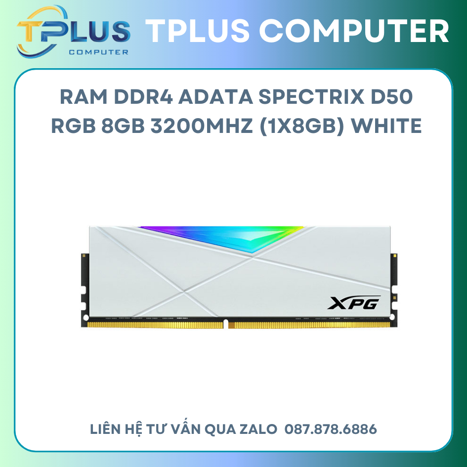 Ram DDR4 ADATA SPECTRIX D50 RGB 8GB 3200MHz (1x8GB) WHITE | Shopee Malaysia