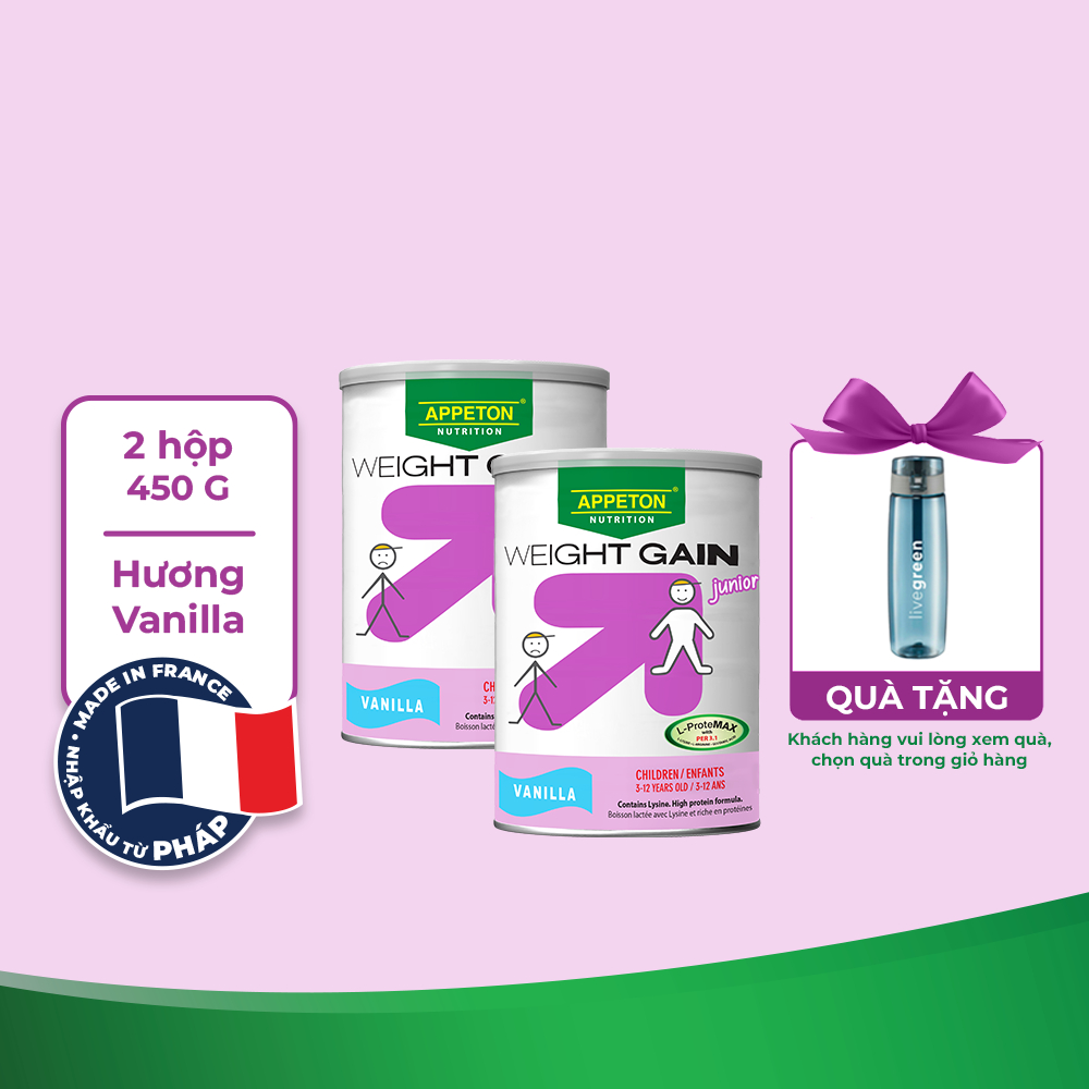 [Free Water Bottle] Combo 2 Appeton Weight Gain Milk Junior For Children Vanila Flavor 450g ...
