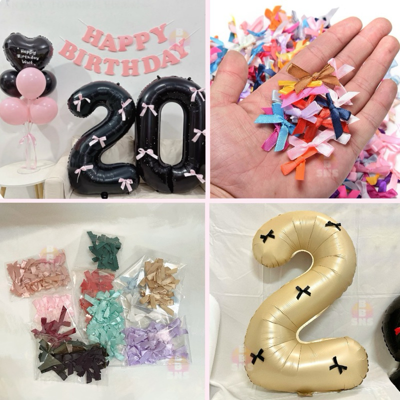 [11 Bow COLORS] AGE NUMBER ALUMINUM BALLOON WITH SMALL BOW BIRTHDAY ...