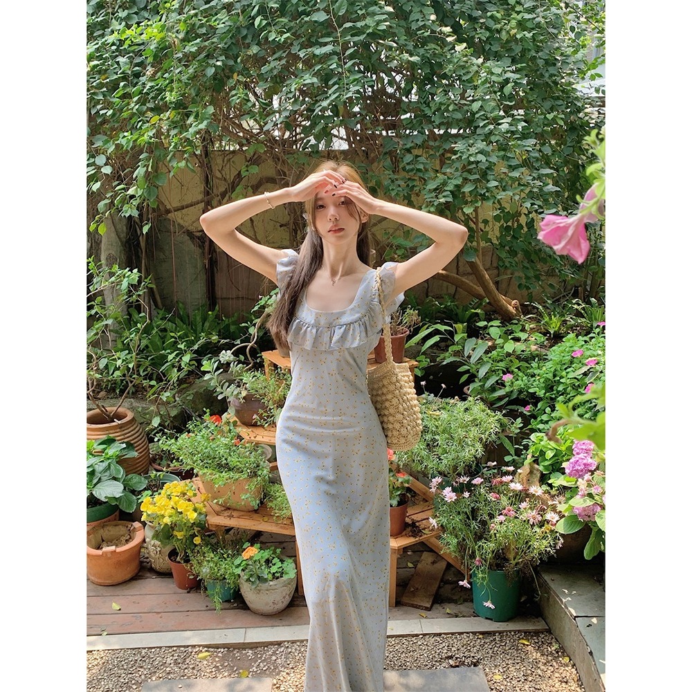 Long Dress Dress Dress With Waist Extract, Respectful Flower Shape, U ...