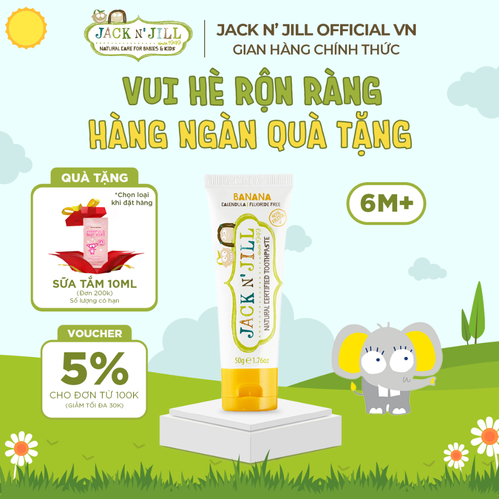 Jack N' JILL Organic Banana Toothpaste Swallowable for Children 6M+ 50g ...