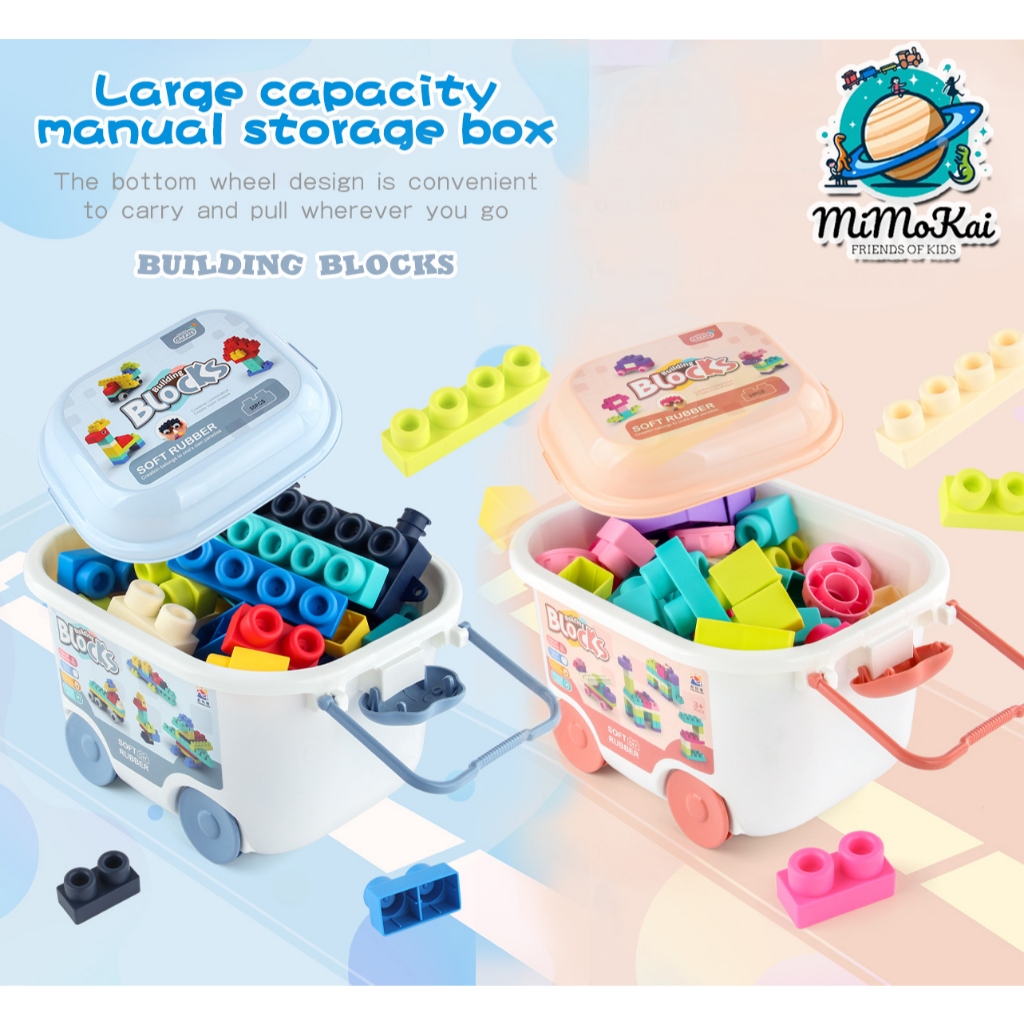 Large 50-piece plastic puzzle box with wheels | Shopee Malaysia
