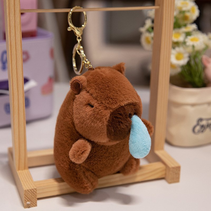 Labbubu Bear Capybara Key Chain 13cm Runny Nose [Pullable Nose Padlock ...