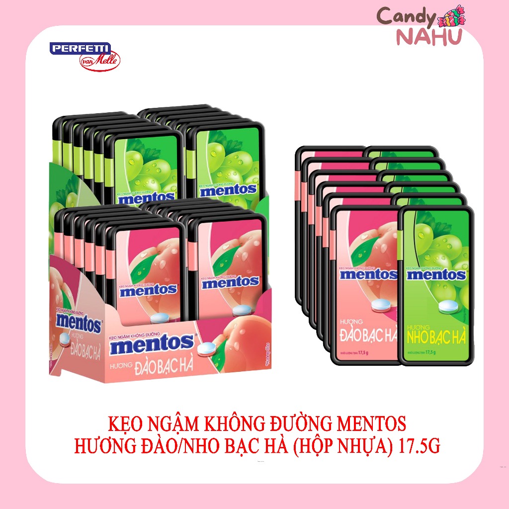 Mentos Sugar-Free Lozenges Peach/Grape Mint Flavor (Plastic Box) 17.5g ...