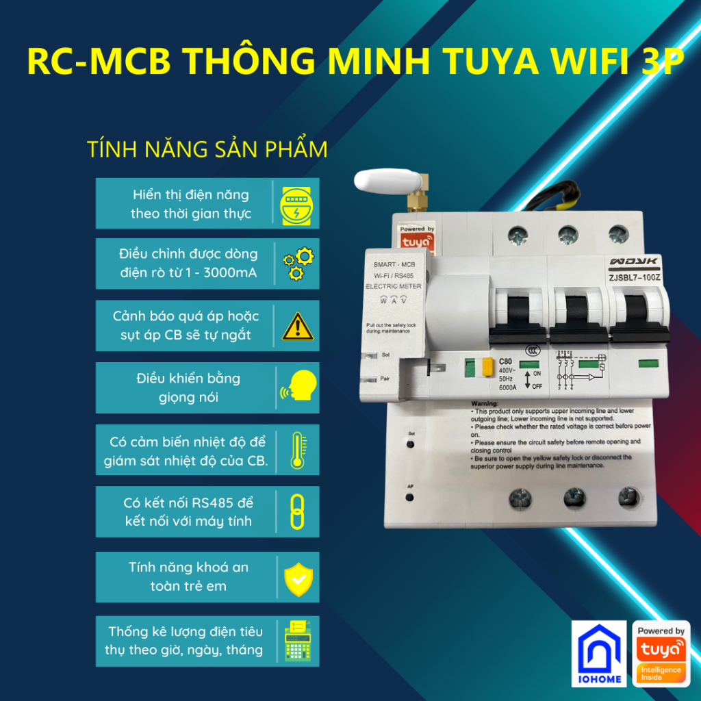 Rc-mcb master circuit breaker, wifi Smart power measurement via App ...