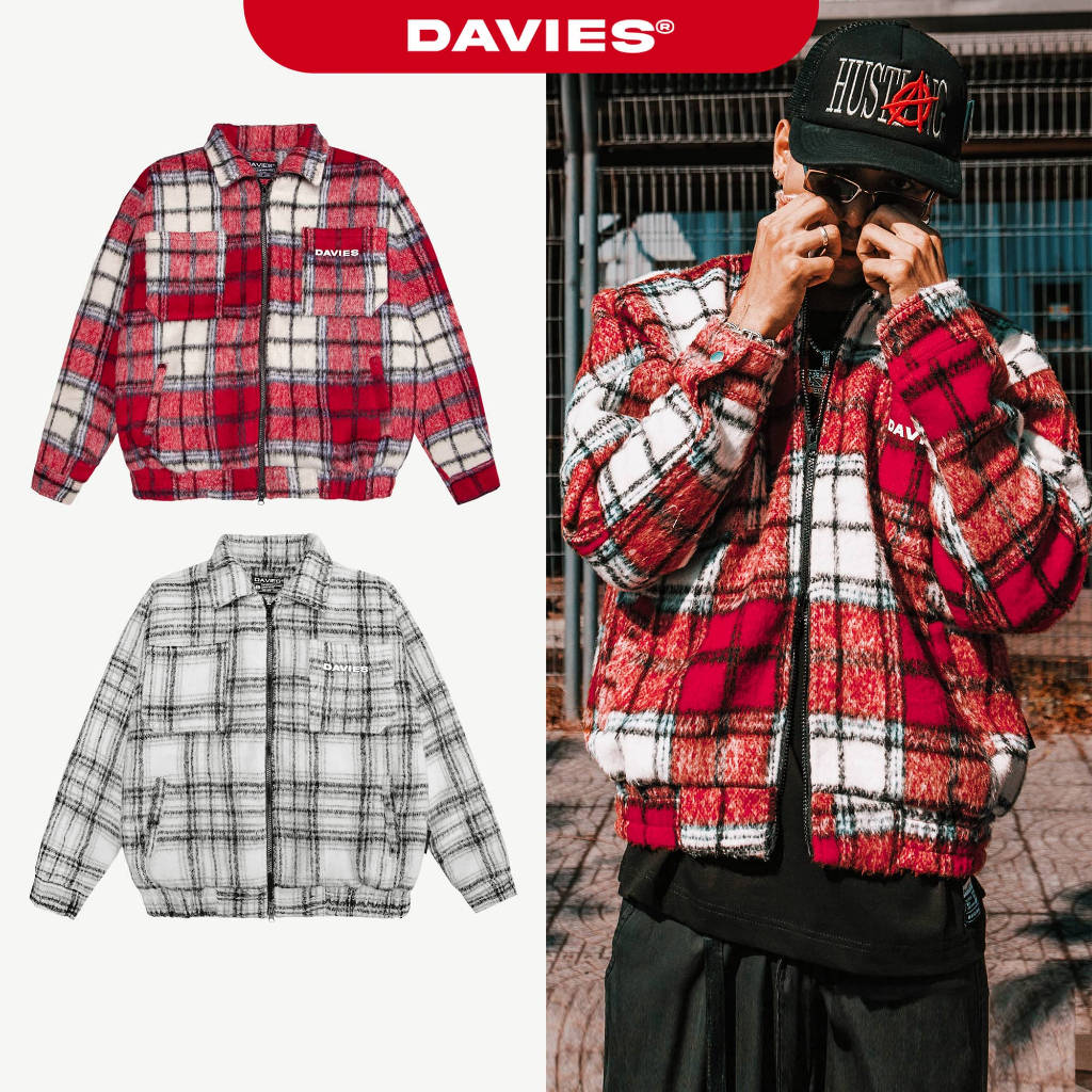 Davies men's and women's flannel jacket with boxy lining and checkered ...