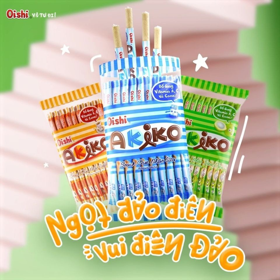 Akiko Oishi cake sticks, snack sticks filled with flavors (pack of 20 ...