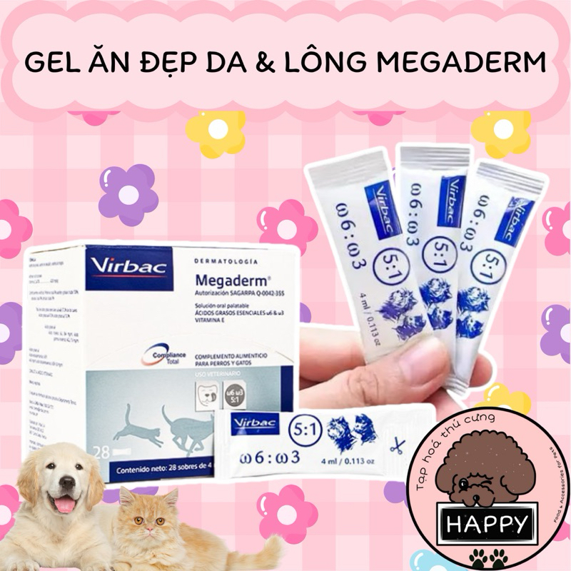 [1 Pack of 4ml] Megaderm Virbac skin and coat care Gel for dogs and ...