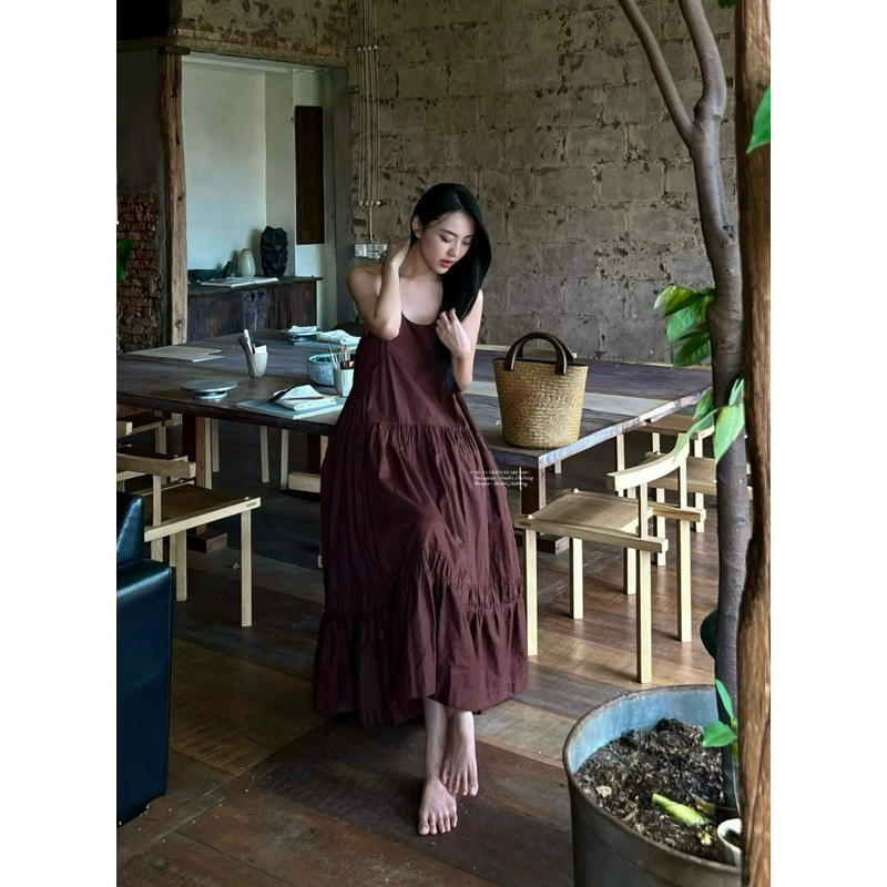 Athena Dress - Plum Red Dress Slingshotch Ly Ruffled Linen Tung ...