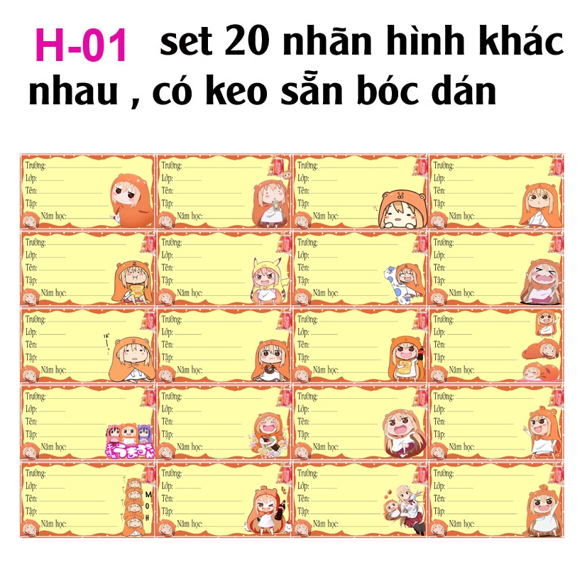 Umaru chan anime notebook labels - umaru chan stickers (1 set of 20 ...