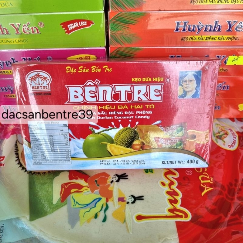 Ben Tre coconut peanut durian candy (machine pack, 400g box) | Shopee ...