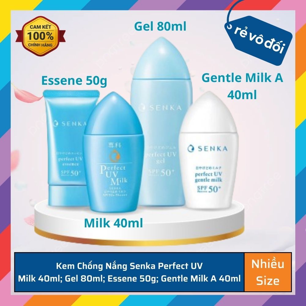 [New Model] Senka Perfect UV sunscreen Milk 40ml/ Gel 80ml/ Essence 50g ...