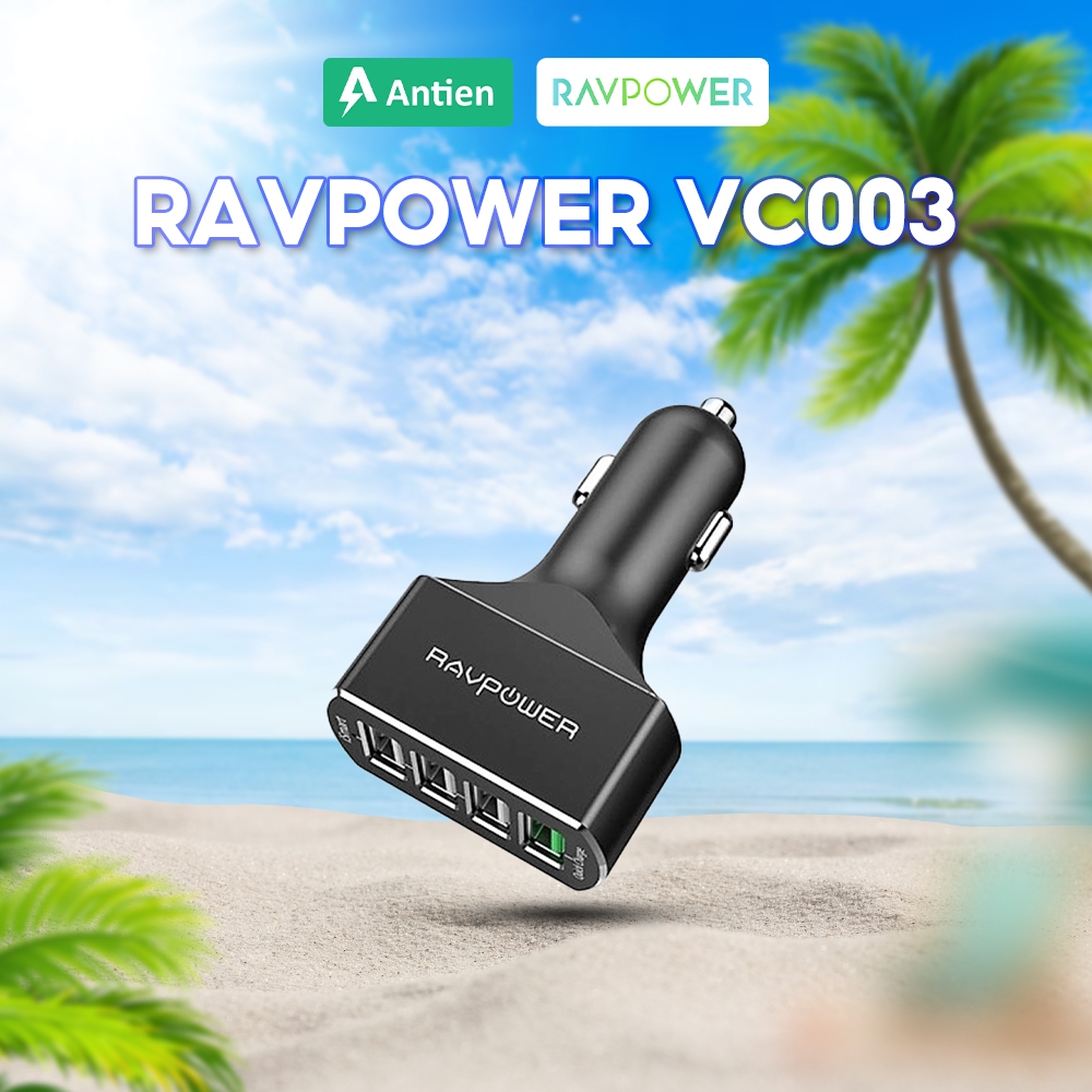 Ravpower RP-VC003 4-Port 54W Car Charger Supports QC 3.0 Fast Charging ...