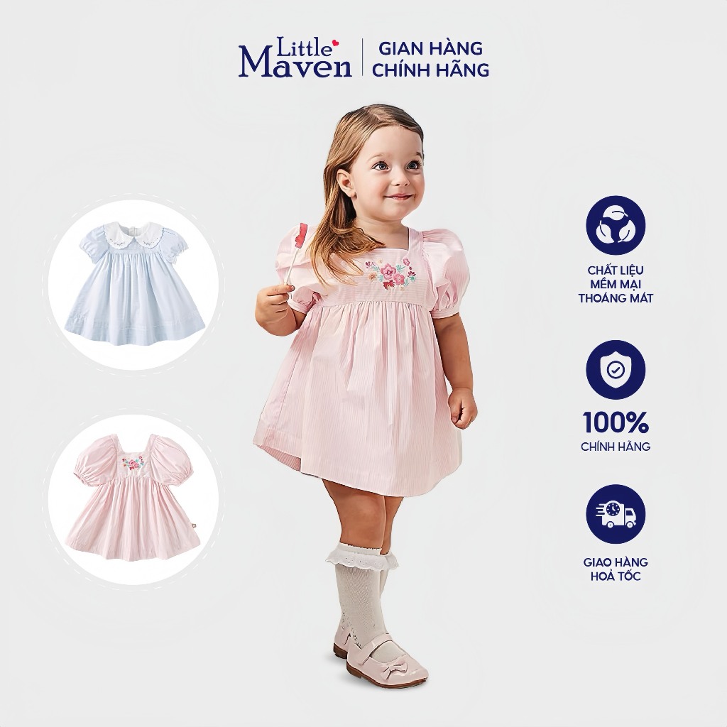 Dudu CREAM, Malwee babydoll dress for girls, soft, sweat-absorbent ...