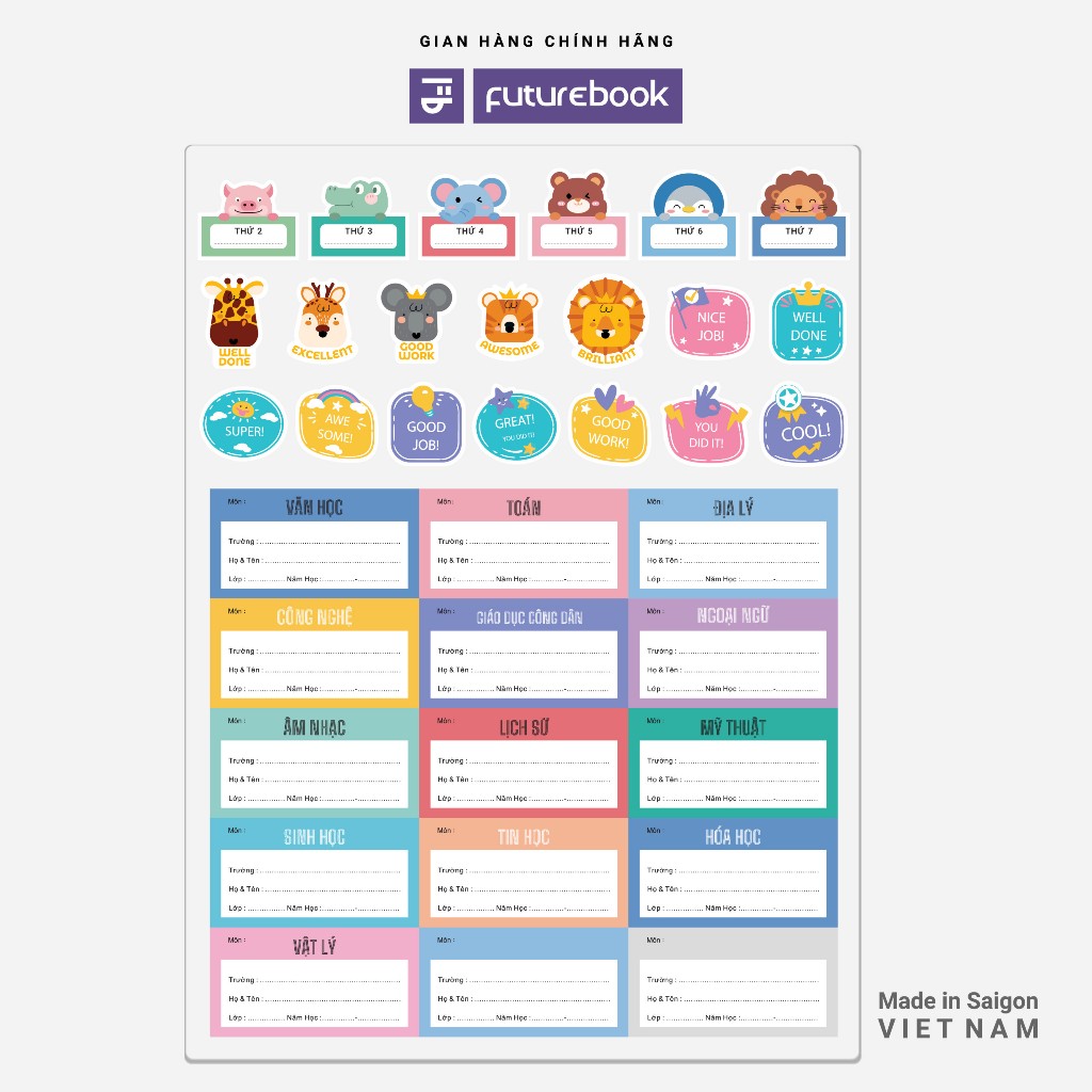 Subject Label With FUTUREBOOK Sticker Hanoi Set Of 15 Subject Name ...