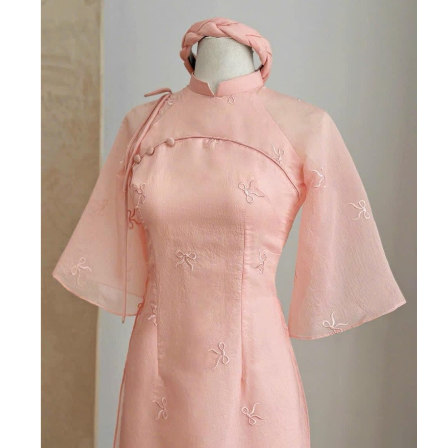 Tan Anh Silk Innovative Ao Dai Embroidered Bow 4 Flaps Waistband ...